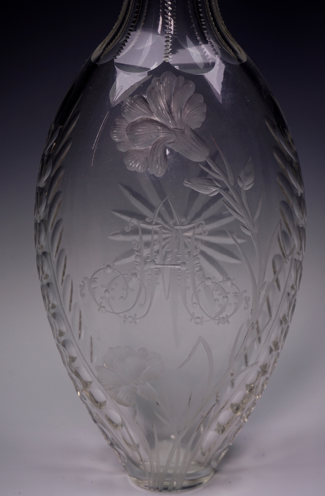 Antique MOSER Czech Finely Cut Bottle Monogrammed Smooth Ground Pontil ...