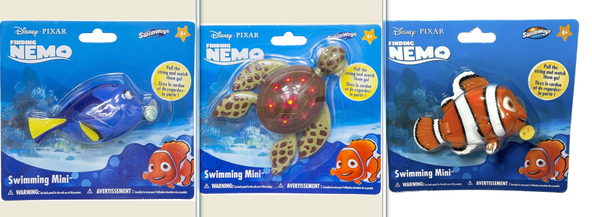 SwimWays Disney Pixar Finding Nemo 3 Swimming Mini Fish Bath /Pool Toys ...