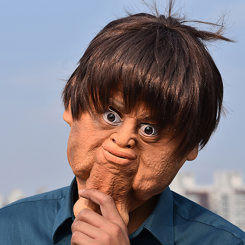 1x Funny Exaggerated Double Chin Latex Head Mask For Costume Party ...