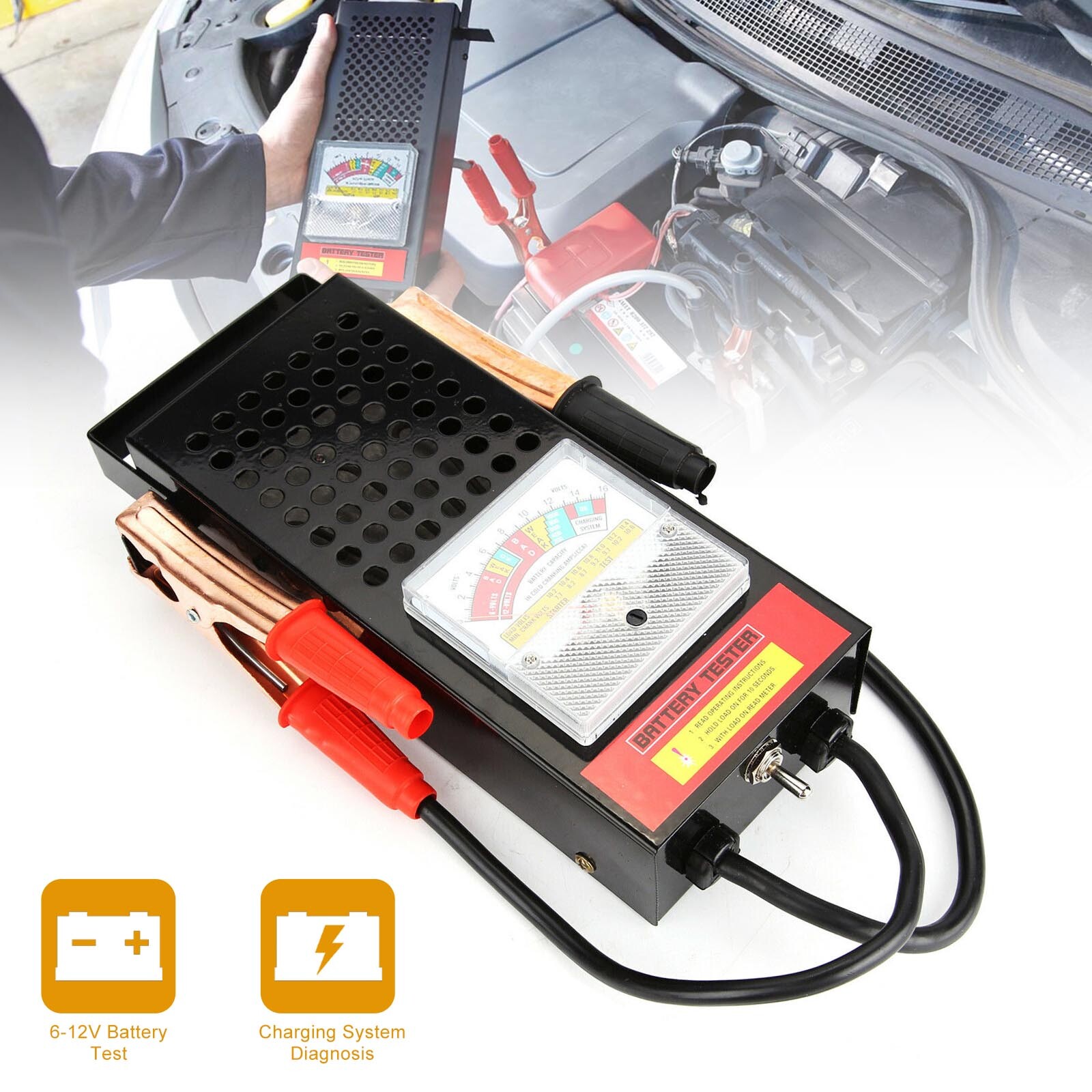 Car Battery Load Tester 6V-12V 100Amp Charging System Checker ...