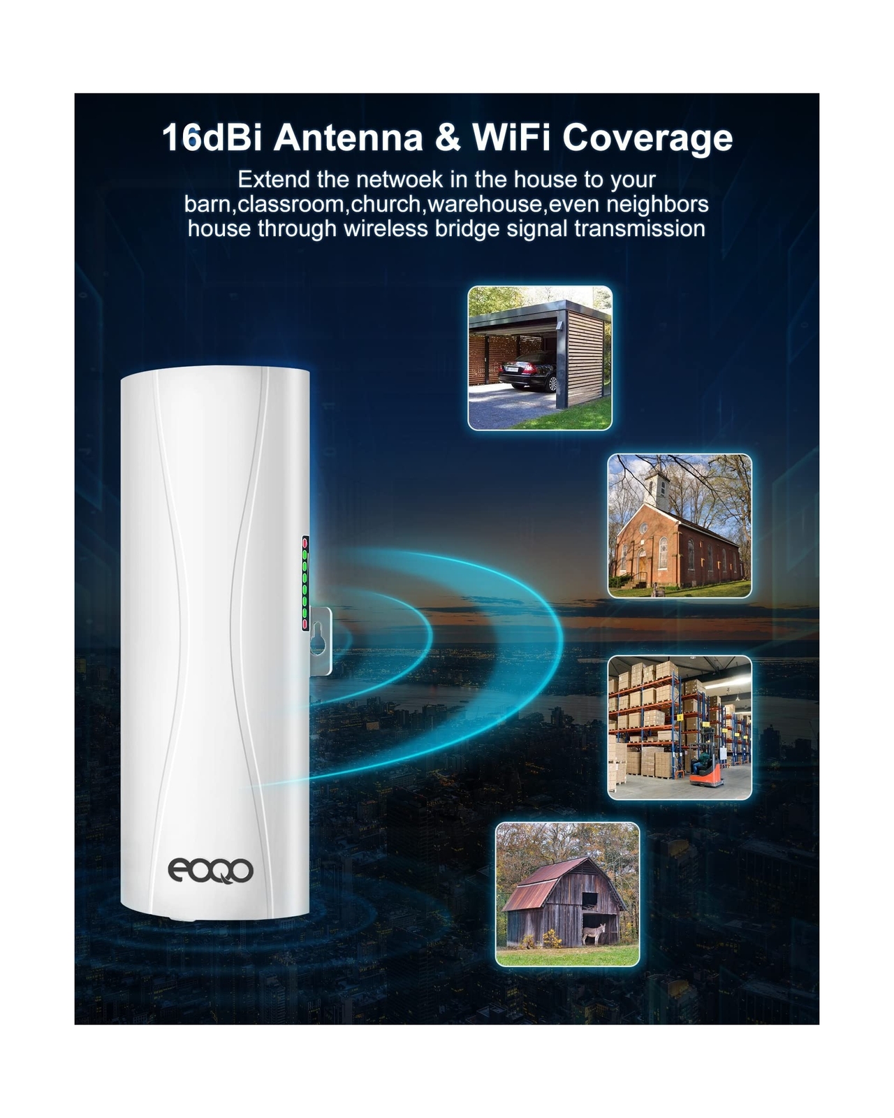 Gigabit Wireless Bridge,1000mbps 5.8GHz Point to Point WiFi Bridges ...