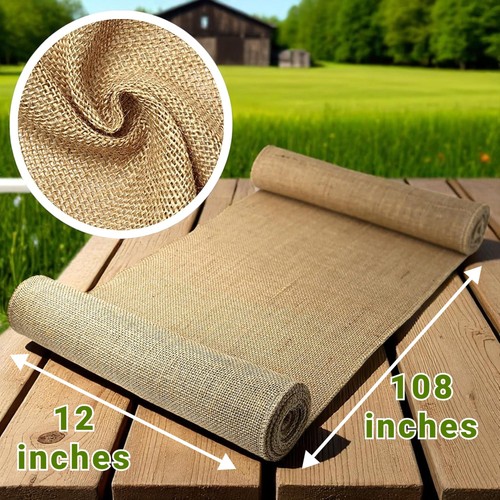 MDS Christmas Natural Burlap Table Runners - 10 Pack, 12 x 108 Inches ...