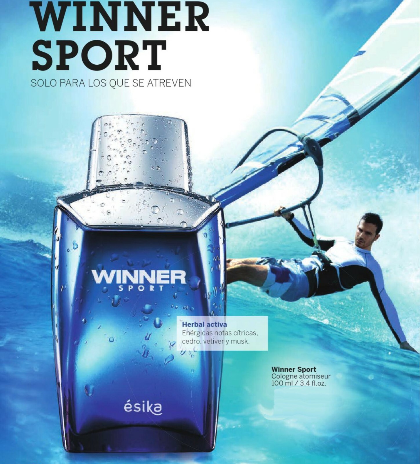 Men Cologne WINNER SPORT by Esika Herbal Aromatic Sage & Cedar 3.4 fl ...