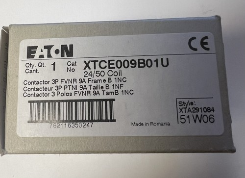 EATON KLOCKNER MOELLER XTCE009B01U 3 Pole 9 Amp 24 Volt Contactor ...