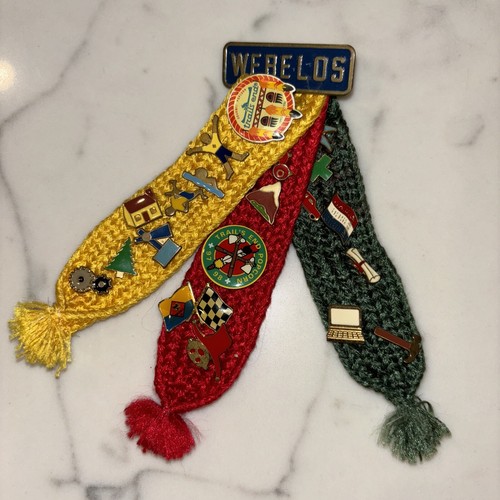 BSA Webelos Tri Color Ribbons with 22 Activity Pins | eBay