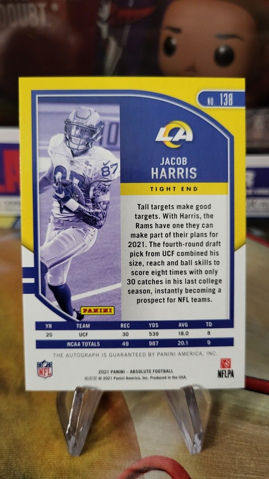 2021 Jacob Harris Absolute Red Squares Auto #/100 Rookie Card Los ...