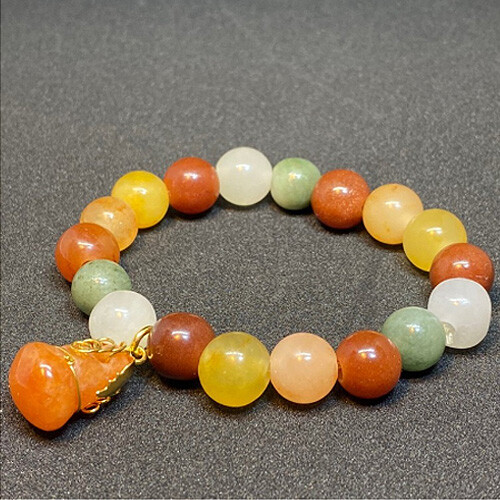 Bracelet 5 Color Mala Beads Gemstone Calabash Jade Stone Jewelry Thai ...