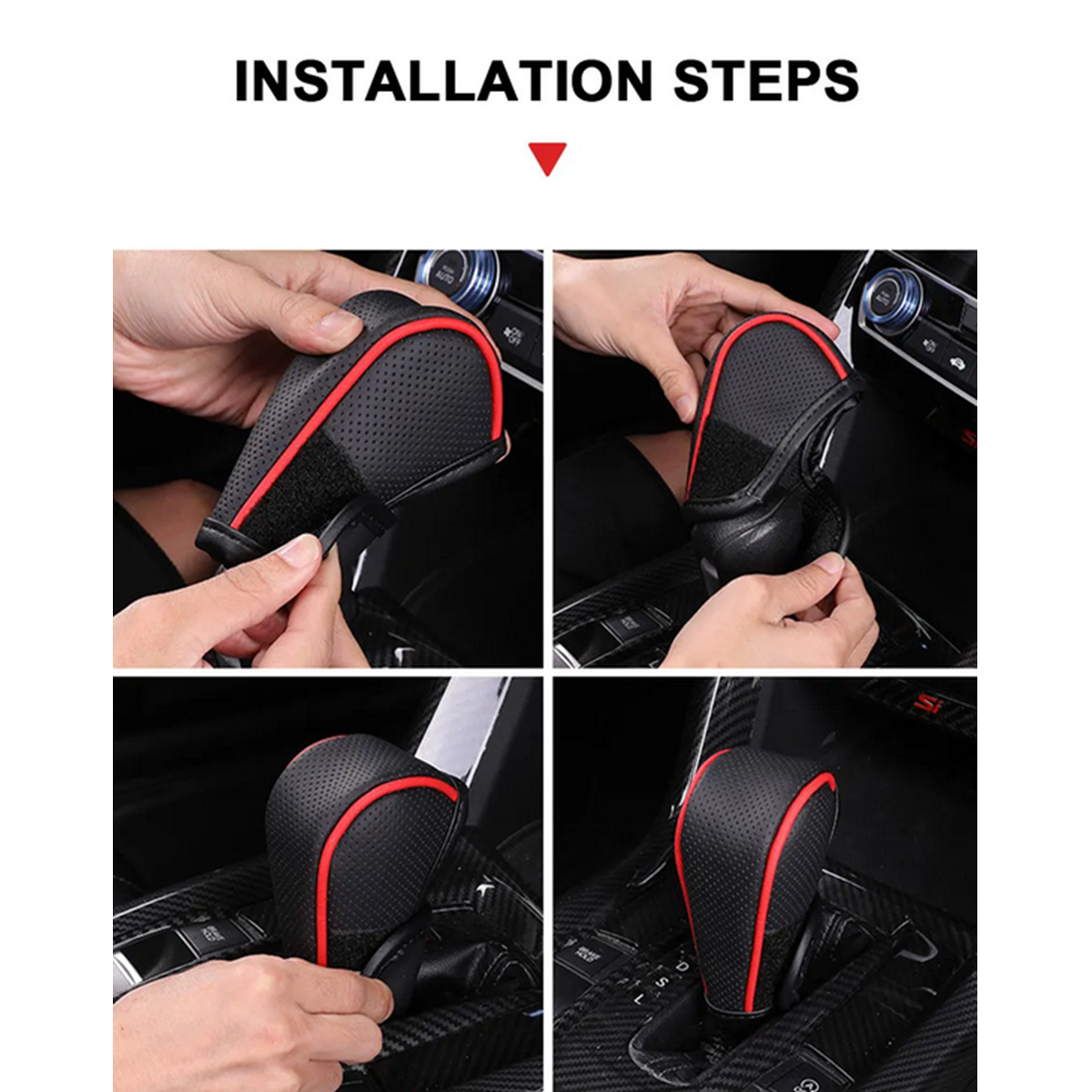 Black Car Gear Shift Collars Handbrake Knob Cover Non-Slip Protector ...