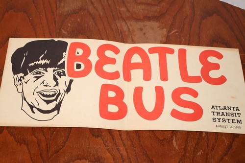 RARE 1965 " BEATLES BUS " CONCERT POSTER August 18Th ATLANTA STADIUM GA ...
