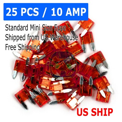 25 PCS Mini Trucks SUV Auto Fuses Assorted Color Coded Car 10 Amp Fuse ...