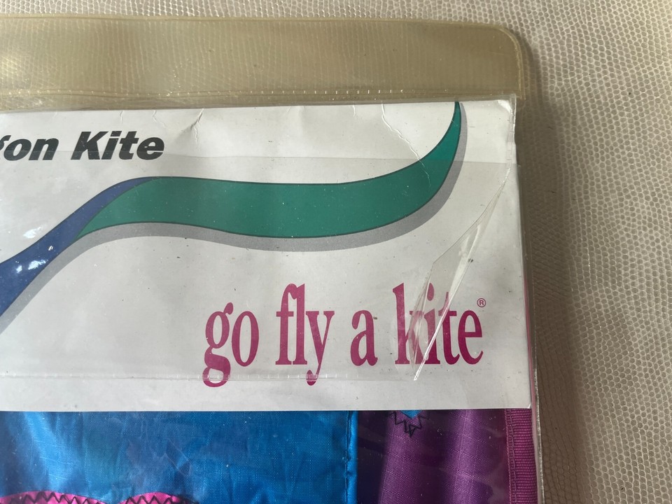 Vintage go fly a kite brand 18” Nylon Dragon Kite 15248 Dolphin Design ...