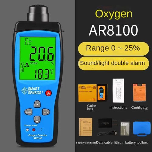 AR8100 Oxygen Detector O2 Concentration Alarm Detector Handheld ...