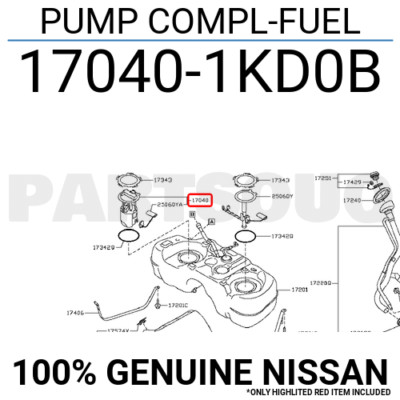 170401KD0B Genuine Nissan PUMP COMPL-FUEL 17040-1KD0B | eBay
