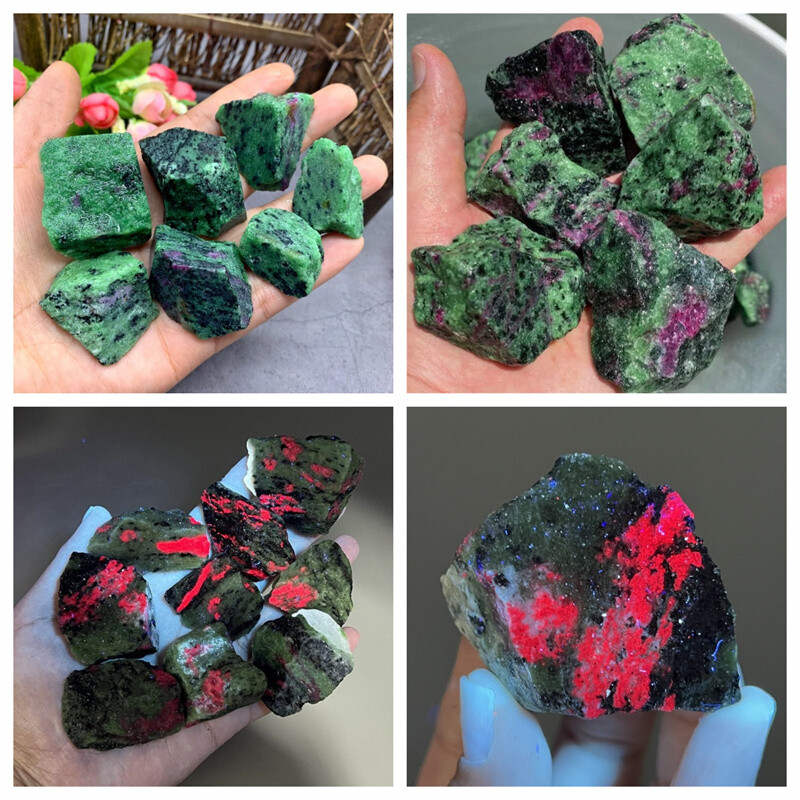 Raw Ruby Zoisite Rough Mineral Rocks Crystal Healing Home Decor Gift ...