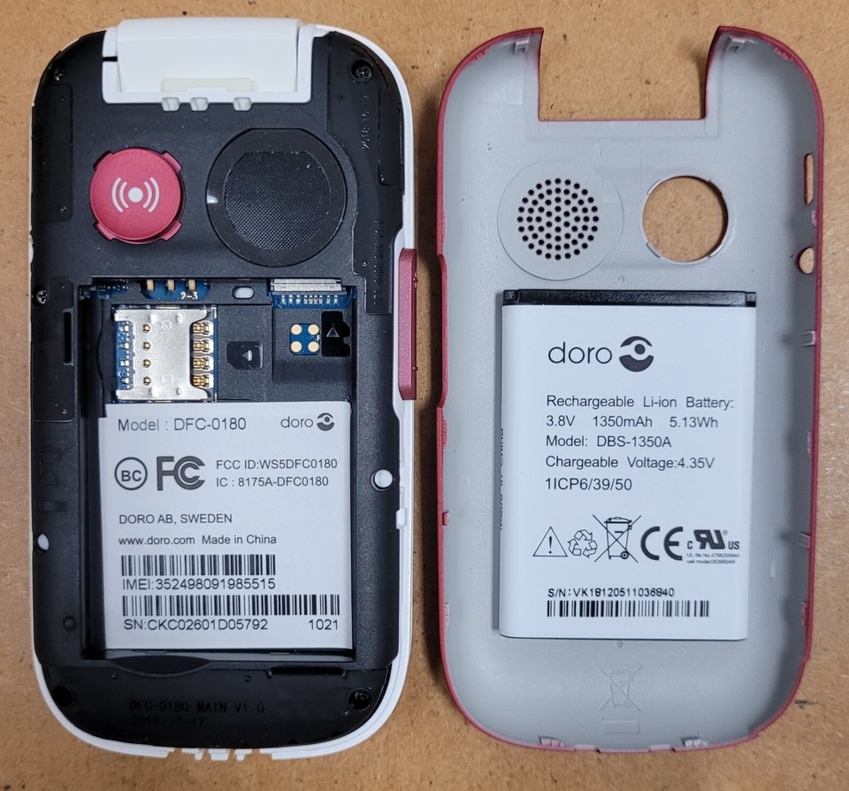 Doro 7050 DFC-0180 - Red & White ( Consumer Cellular ) 4G VoLTE Flip ...