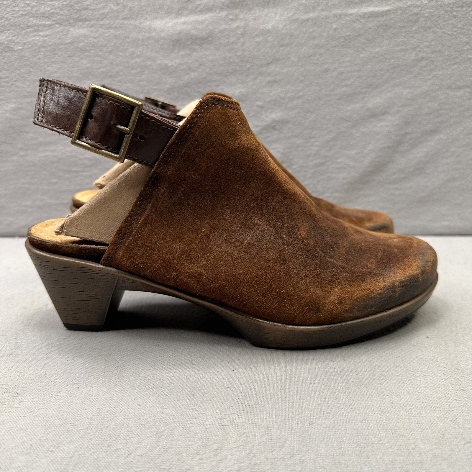 NAOT Upgrade Womens Size 6 Slingback Mule Brown Leather Clog Backstrap ...