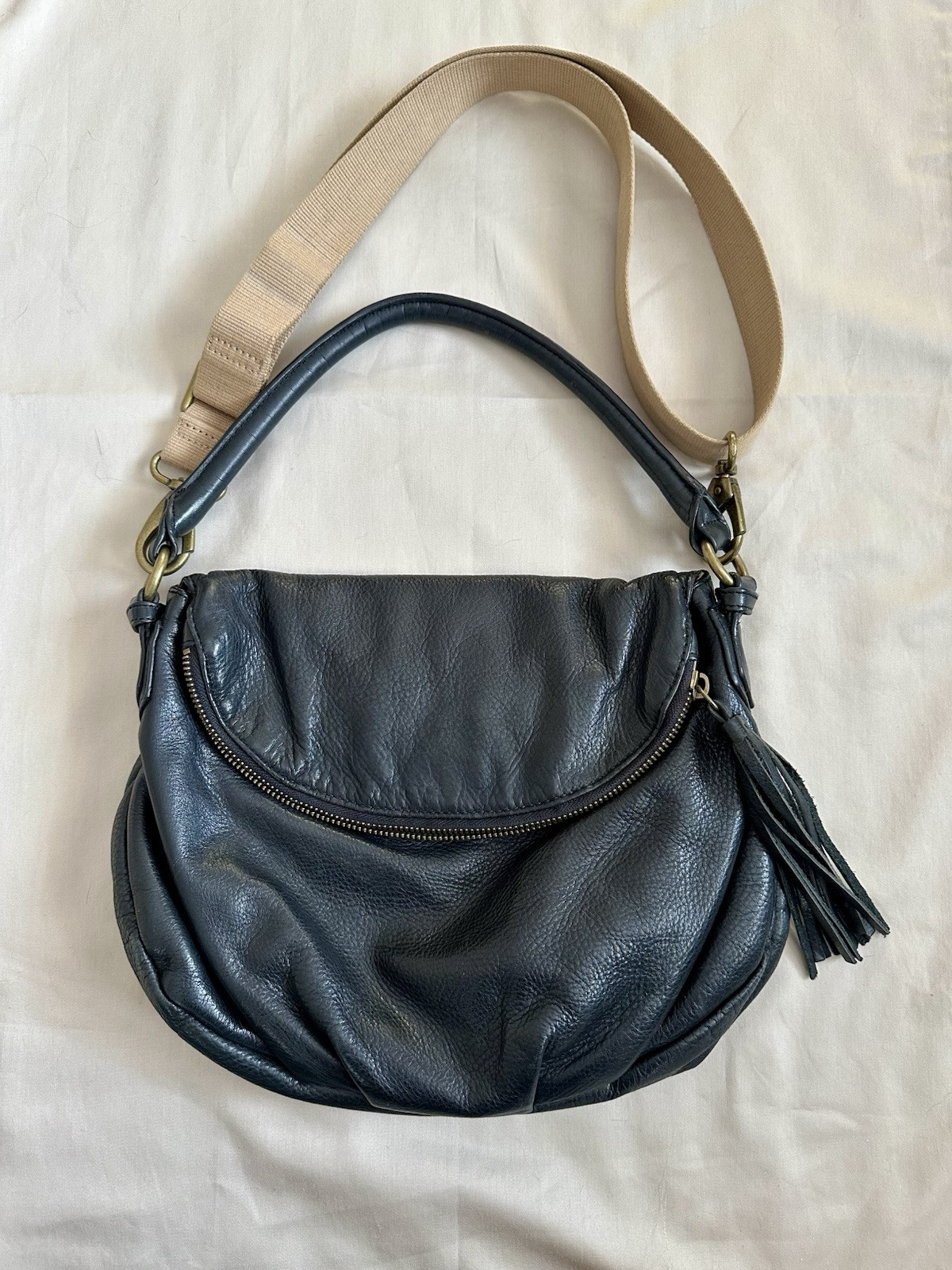 Margot Leather Hobo Crossbody Bag Purse Black - Gem