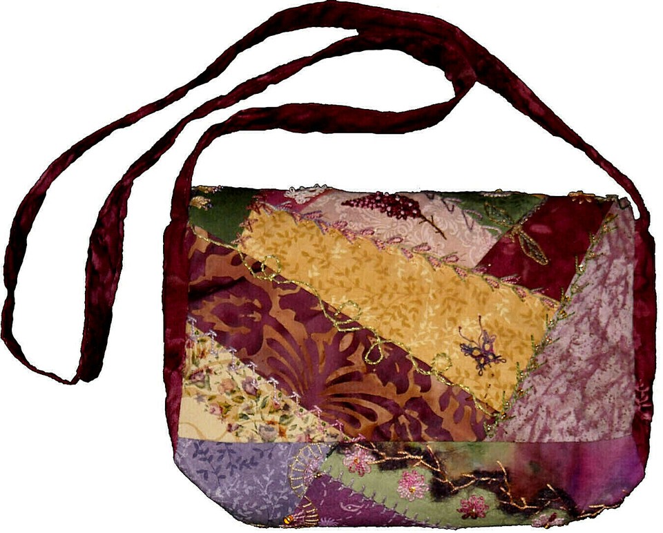 Crazy Quilt PURSE KIT Basic Embroidery and Crazy Patch KIT Fabric ...