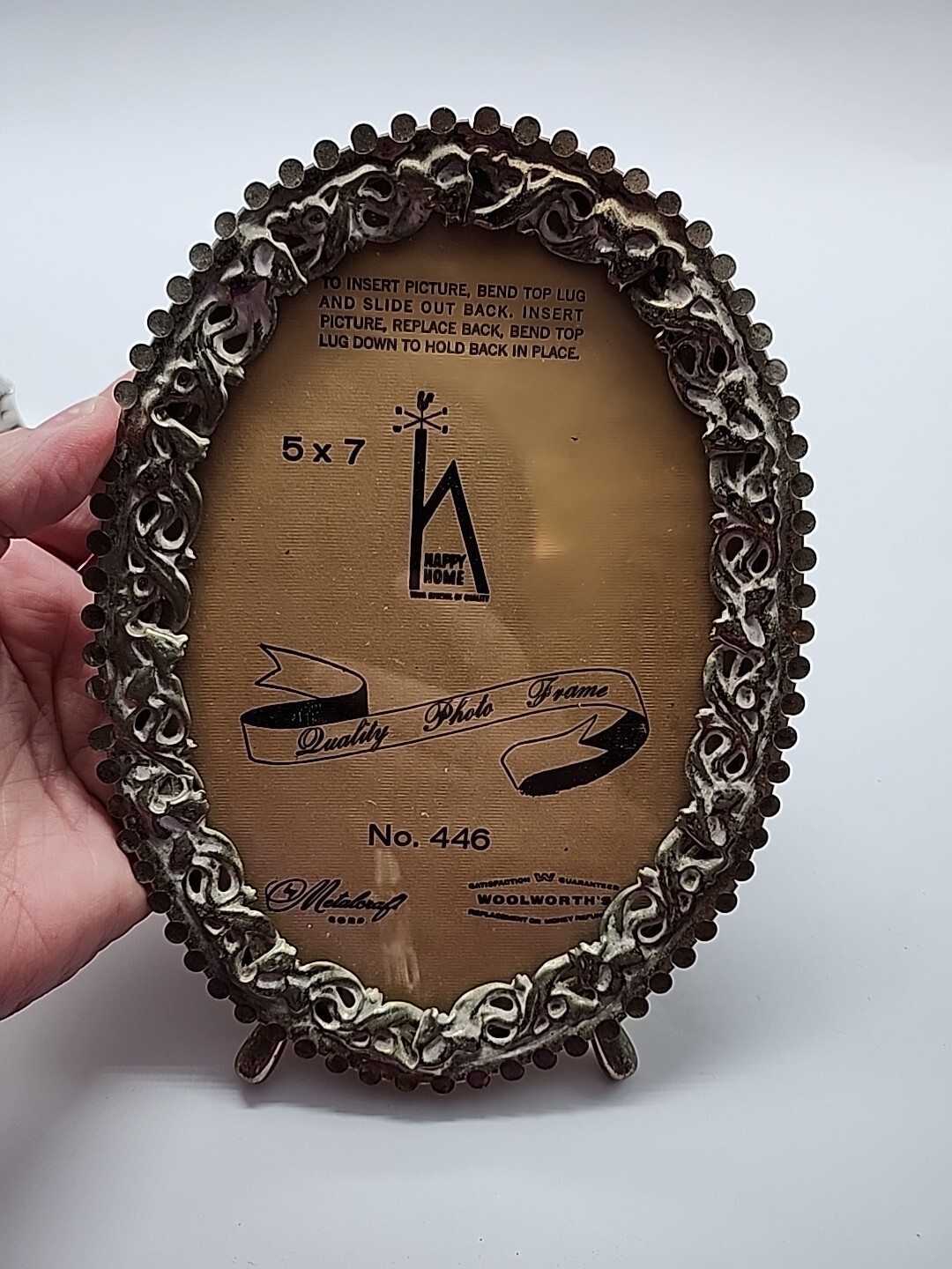 Vintage ornate 5x7 metal oval tabletop picture frame | eBay