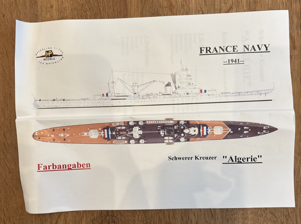 HP Models 1/700 WWII French Navy Heavy Cruiser Algerie 1941 Resin Kit ...