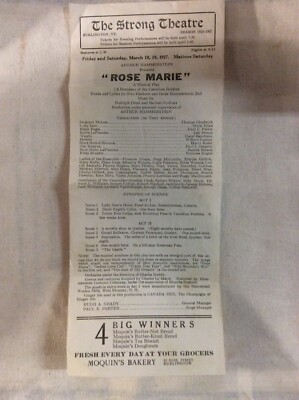 The Strong Theater Burlington Vermont 1927 Rose Marie Program Arthur ...