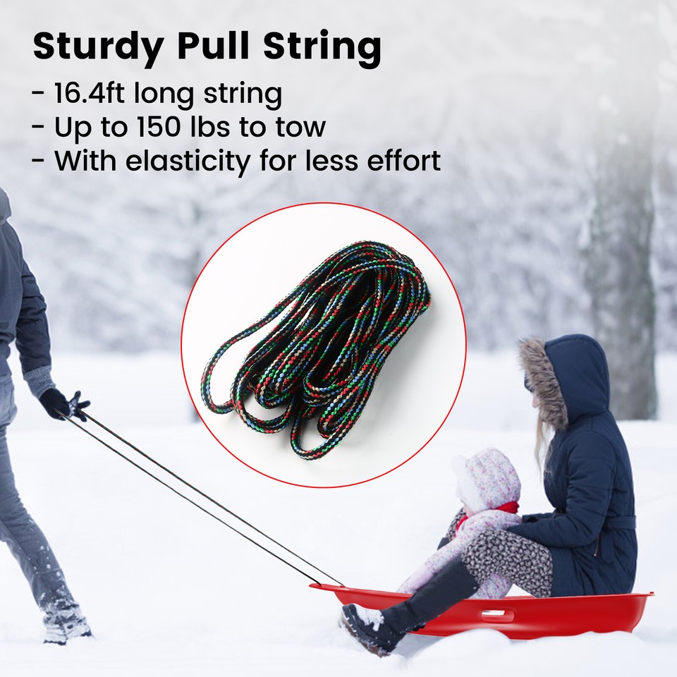35 in Snow Sled with Pull Rope Plastic Winter Toboggan Sled For Kids ...