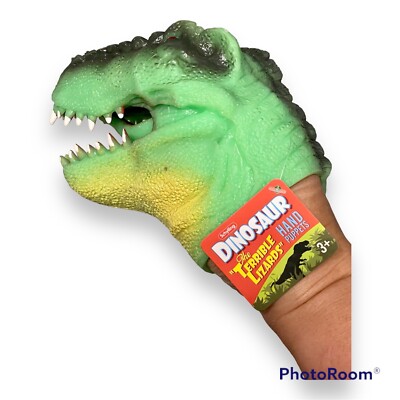 2019 Schylling Tyrannosaurus T-REX Hand Puppet soft rubber NWT Green ...