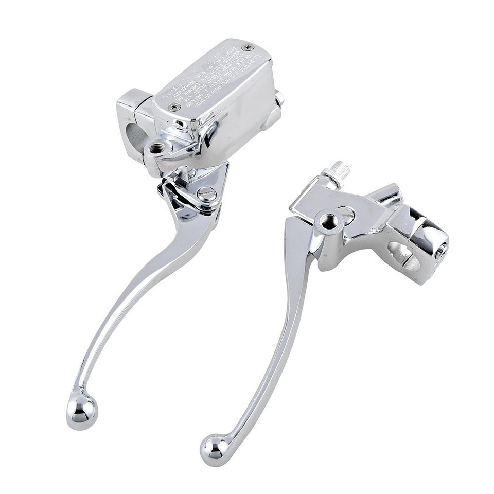 Chrome 1" Switch Control + Brake Clutch Levers + Grips for 96-12 Harley ...
