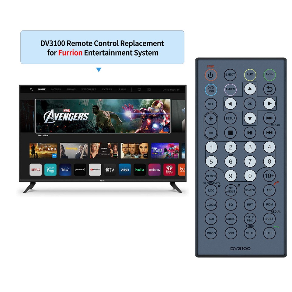 Replacement Remote Control For Furrion Entertainment System DV3100 ...