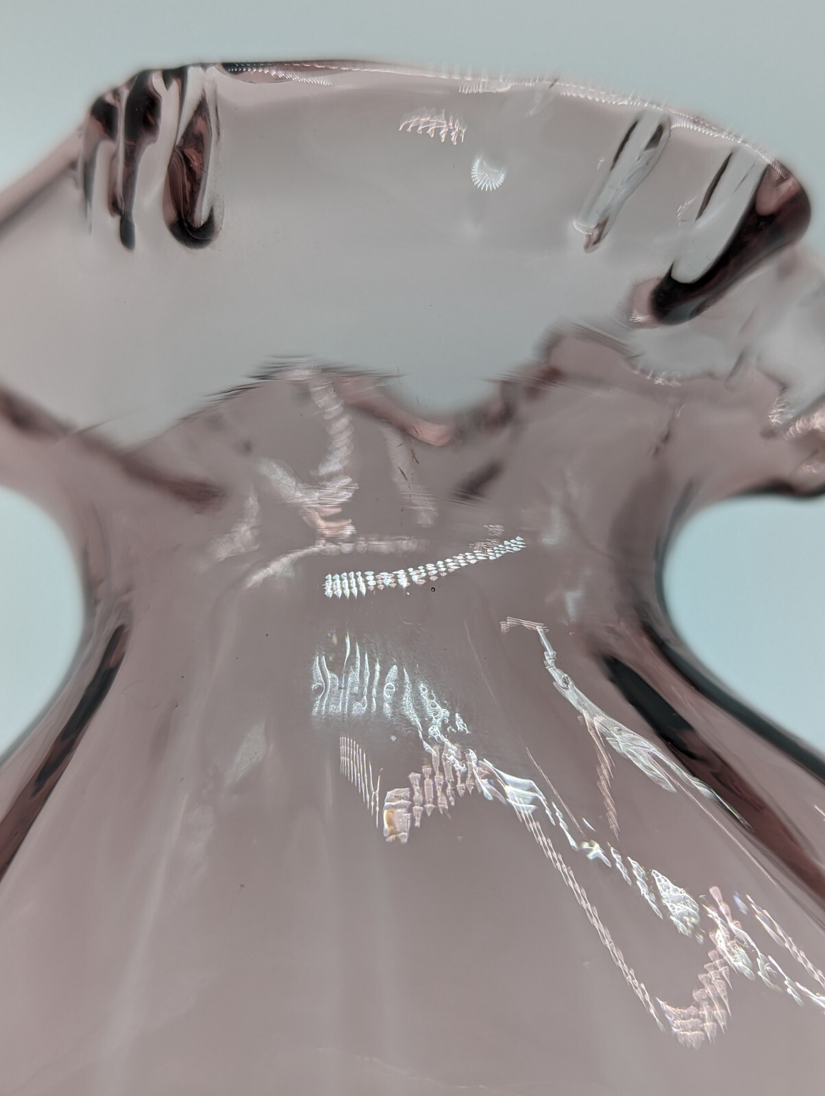 Vintage Amethyst Purple Hand Blown Glass Vase Ruffled Top Amethyst ...