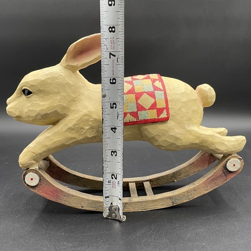 Rocking Bunny Rabbit Quilt Saddle Folk Art Easter Spring Decor 11" Long ...