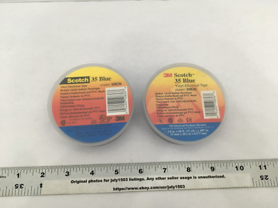 (2) NEW Rolls 3M Scotch 35 Electrical Tape BLUE - 3/4" x 66' x 7 mil ...