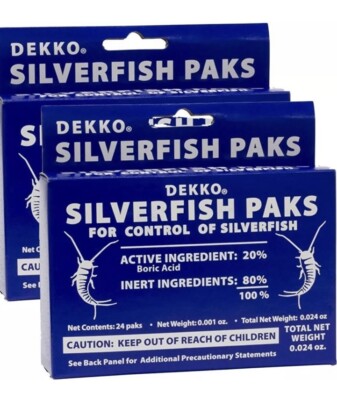 2 Boxes Dekko Silverfish Control Paks Pest Control Bait 48 PACKS. FREE ...