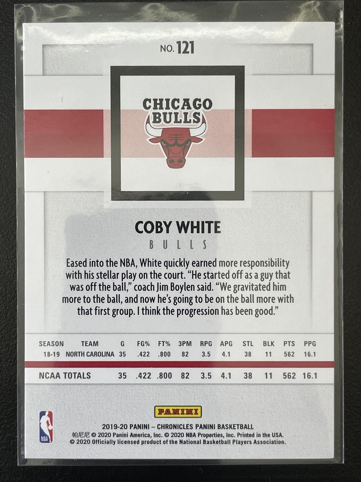 2019-20 Panini Chronicles #121 Coby White Green RC Chicago Bulls | eBay