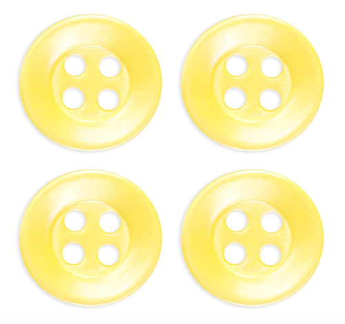 30 Bright Yellow Shirt Buttons 10mm Acrylic 4 Hole B65-21 Aussie Seller ...