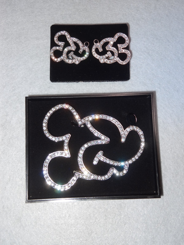 Vintage Disney Store Mickey Mouse Rhinestone Earrings and Pin in ...