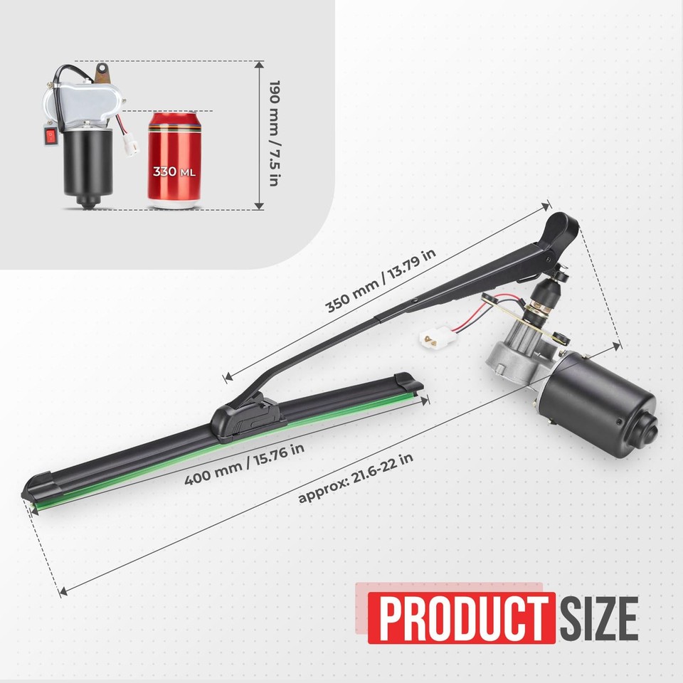 KEMIMOTO UTV Electric Windshield Wiper Motor Kit For Most UTV ...