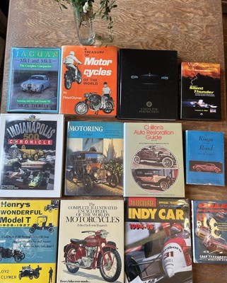 A collection of three vintage hardback motoring, automobile, or ...