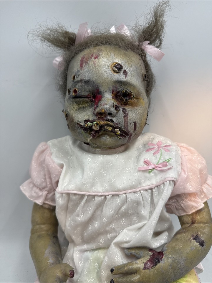 OOAK Art Reborn Goth Creepy Horror Scary Zombie 20" Doll Added Touches ...