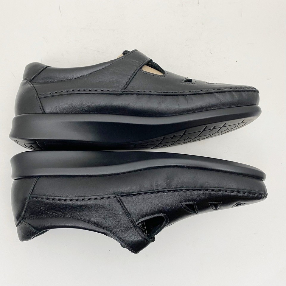 SAS Roamer Black Leather Slip On Hook & Loop Loafers Womens Size 10WW ...