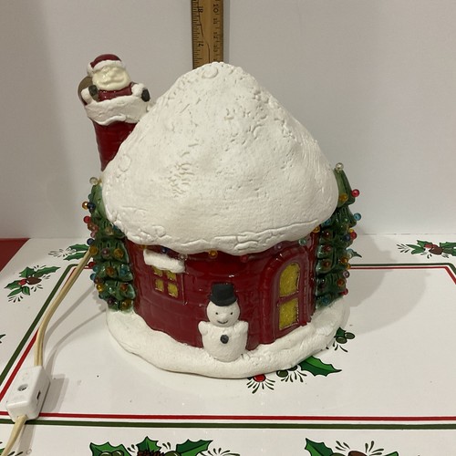 Vintage Ceramic Igloo Christmas House Santa Trees Snowman Light Up ...