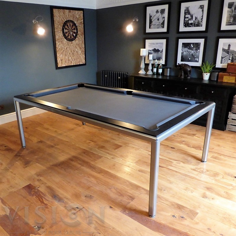 Silver 7' Modern Convertible Pool Billiard Table 'Ultra'; dining/desk ...