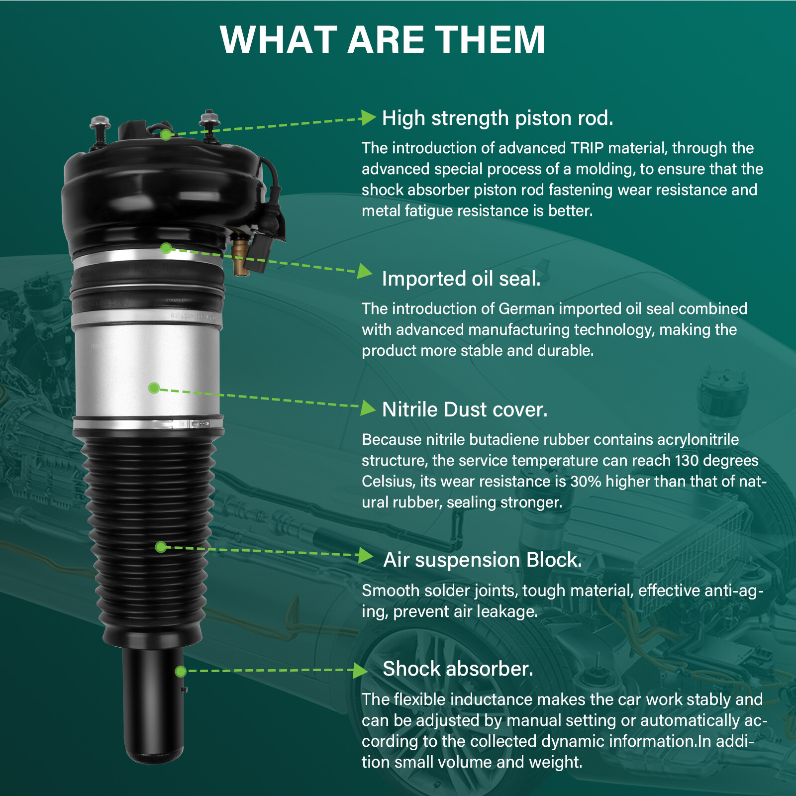 Front Air Suspension Strut For Audi A6 S6 A7 A8 Quattro Bentley ...