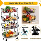 4Tier Fruit Basket Storage Kitchen Stackable Metal Wire Vegetable ...