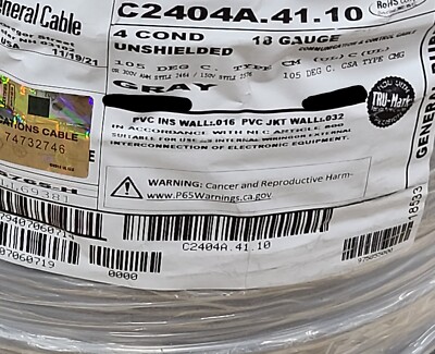 Carol C2404A 18/4C Control/Communication Cable UL-2464 EIA RS-232 Gray ...