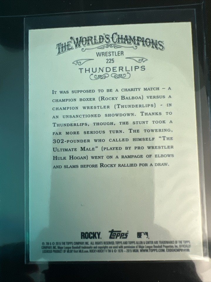 WWE WWF HULK HOGAN 2015 TOPPS ALLEN & GINTER #225 (THUNDERLIPS, ROCKY ...