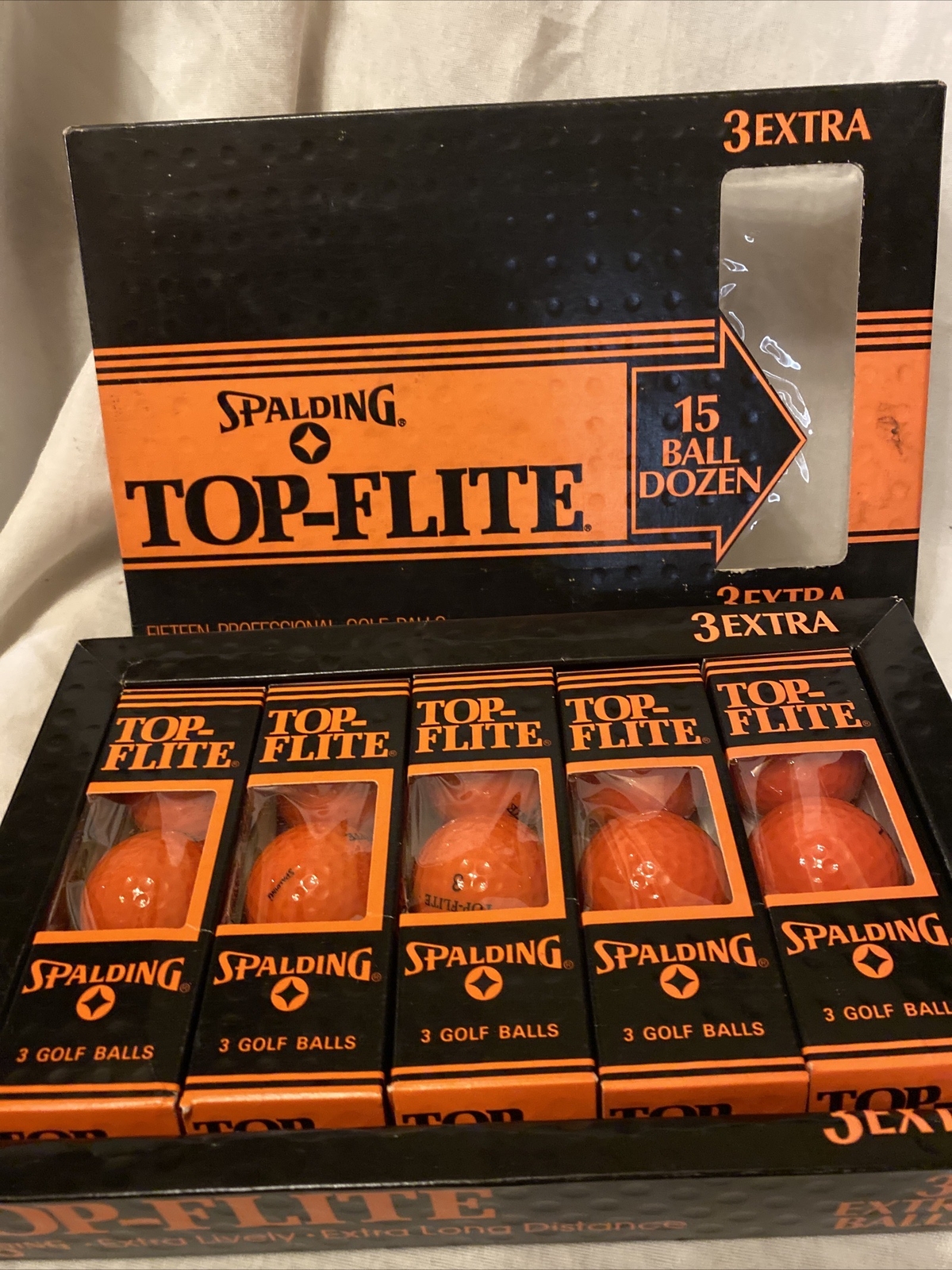 Spaulding Top Flite Orange Golf Balls New In Box 3 Extras Total 15 5 ...