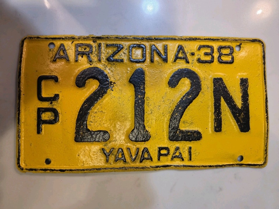 1938 ARIZONA License Plate. MVD CLEAR. Cool Rough Plate! | eBay