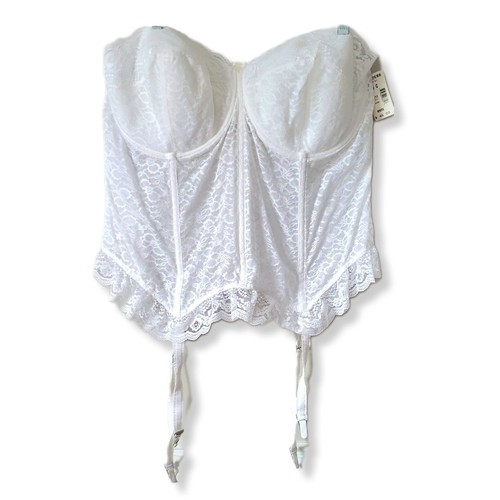 VTG 60s GODDESS Whte Lace Merry Widow Corset Garters Plus 50D Union ...