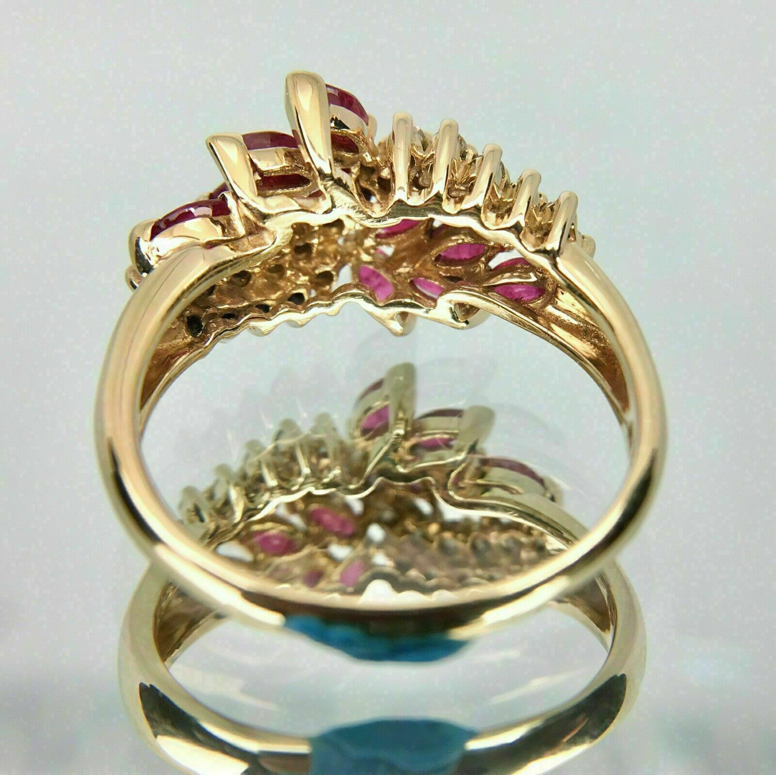 3Ct Marquise Cut Lab-Created Ruby 14k Yellow Gold Plated Cluster ...